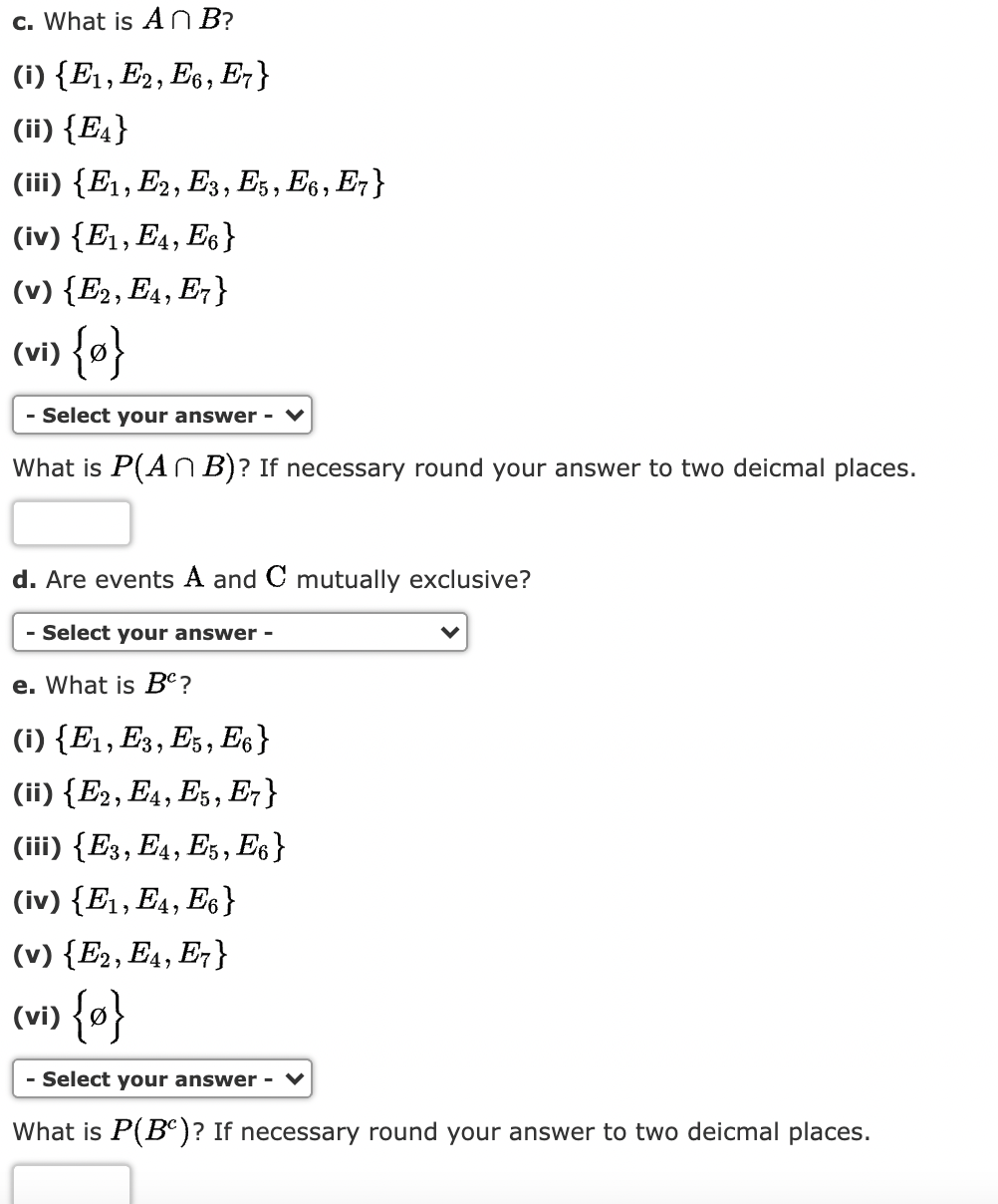 Solved Suppose that we have a sample space S = {E1, E2, E3, | Chegg.com