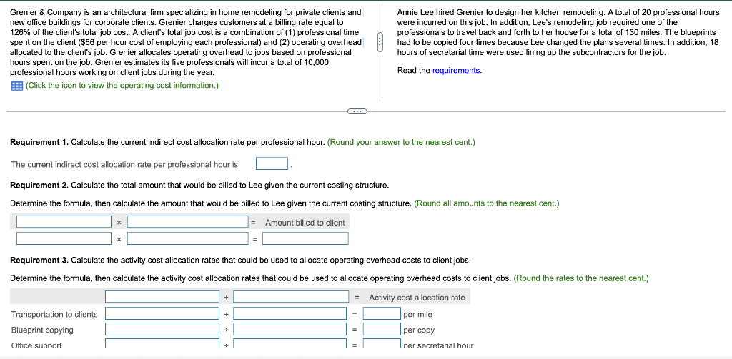 Solved Requirement 1. Calculate the current indirect cost | Chegg.com