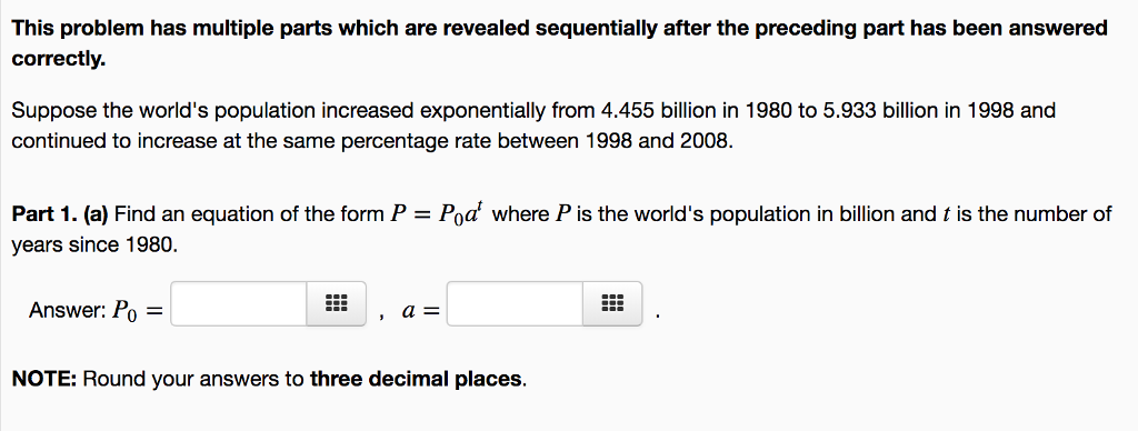 Solved This problem has multiple parts which are revealed | Chegg.com