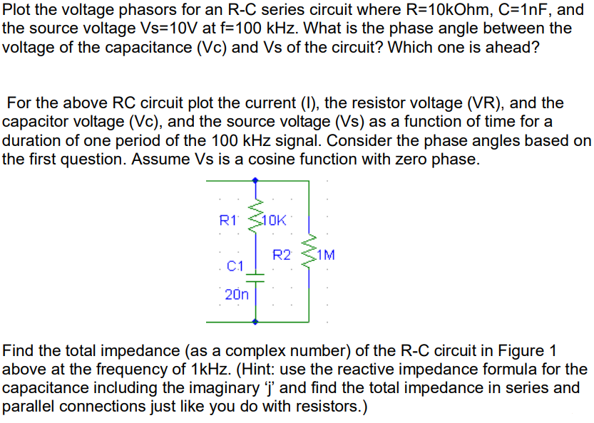 Solved Plot the voltage phasors for an R−C series circuit | Chegg.com