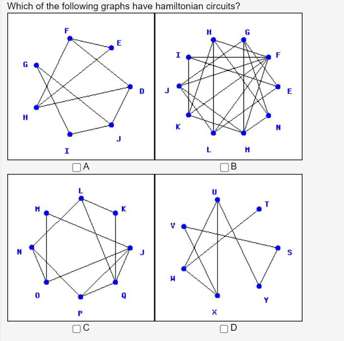 Solved Which of the following graphs have hamiltonian | Chegg.com