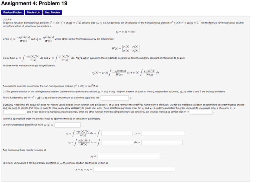 Solved Assignment 4: Problem 19 Previous Problem Problem | Chegg.com
