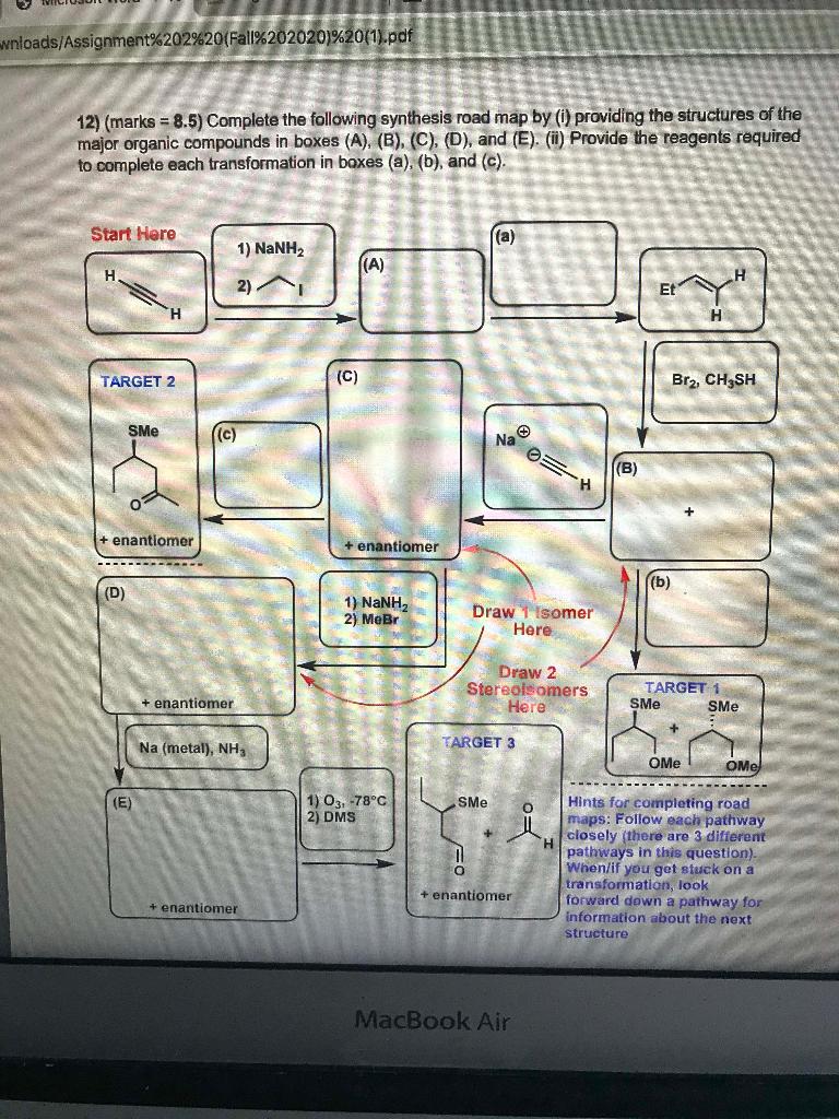 Solved 12) (marks = 8.5) Complete the following synthesis | Chegg.com