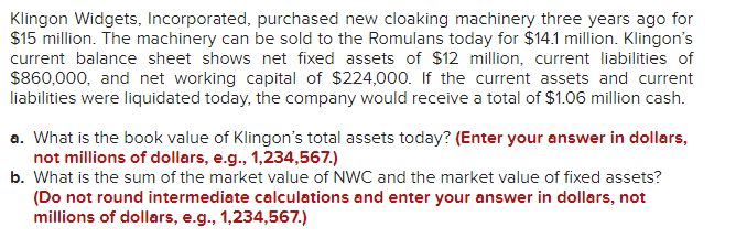 Solved Klingon Widgets, Incorporated, purchased new cloaking | Chegg.com