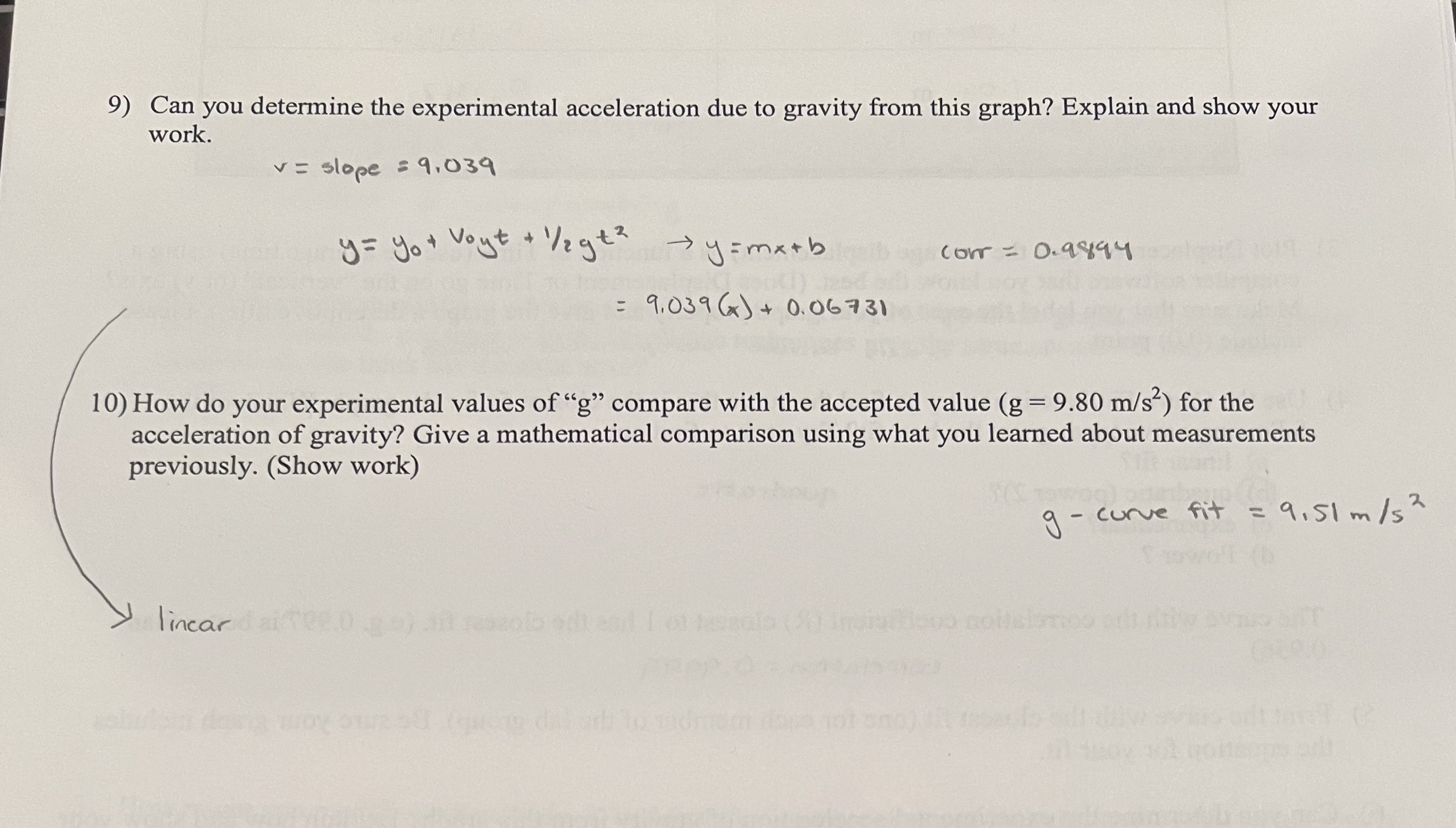 Solved Can you determine the experimental acceleration due | Chegg.com