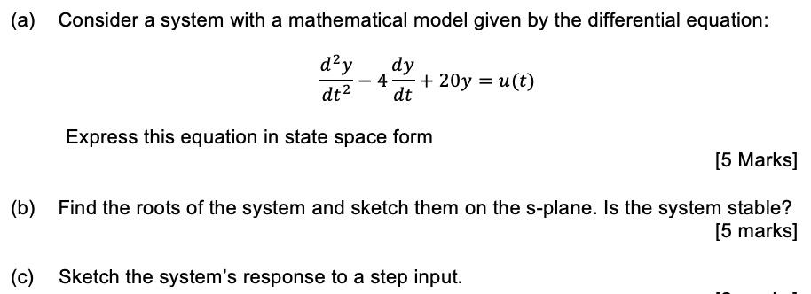 Solved (a) Consider a system with a mathematical model given | Chegg.com