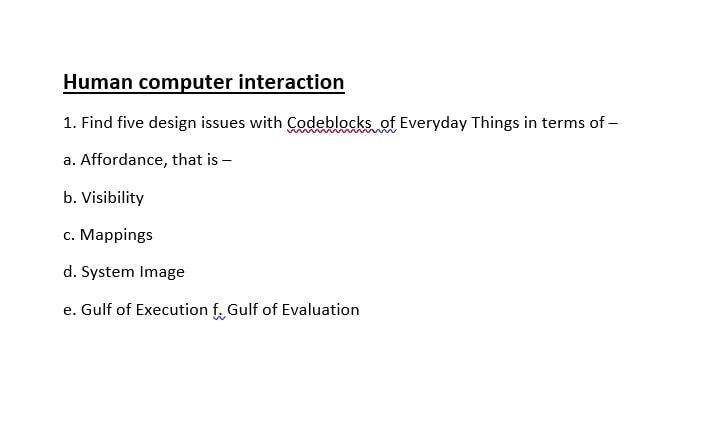 Solved Human computer interaction 1. Find five design issues | Chegg.com
