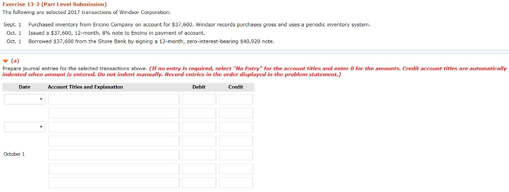 Solved Exercise 13-2 (Part Level Submission) The following | Chegg.com