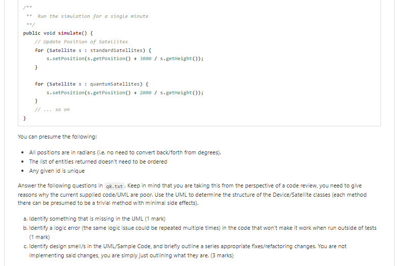 o Question 8 - Satellite Simulation (5 marks) You are | Chegg.com