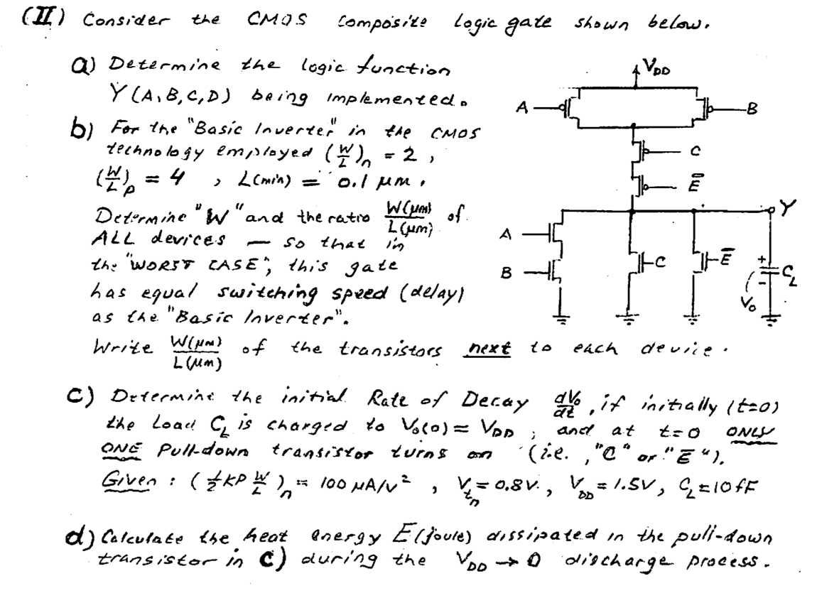Solved Llum ) Consider the CMOS composite Logic gate shown | Chegg.com