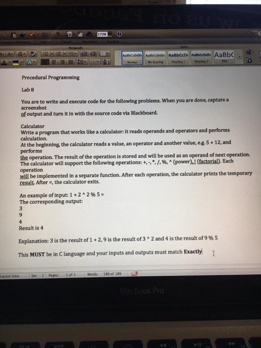 Solved Procedural Programming Lab 8 You are to write and | Chegg.com