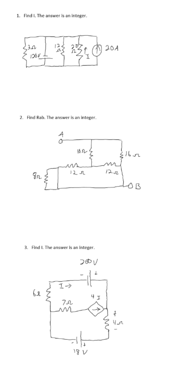 Solved 1. Find I. The answer is an integer. 2. Find Rab. The | Chegg.com