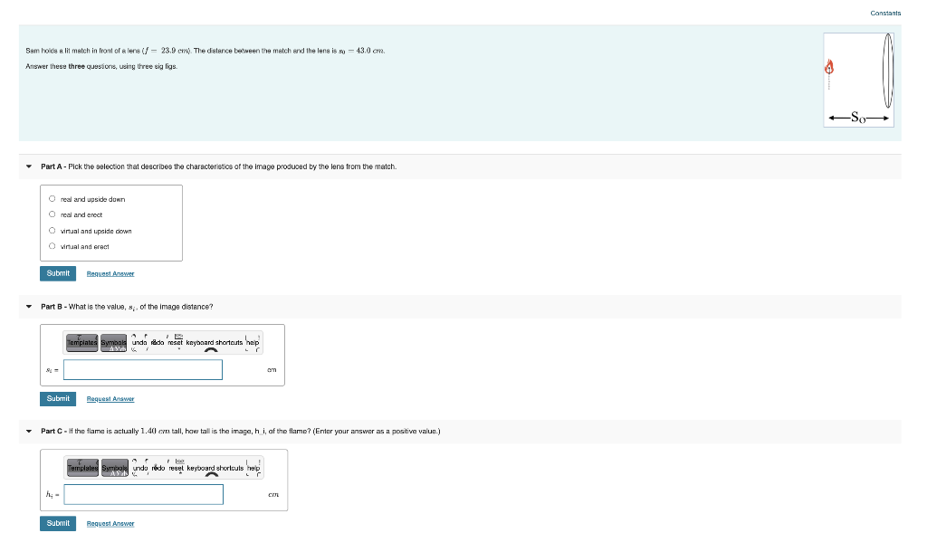 Solved Constants Sam hoida a lit match in front of a lere f | Chegg.com