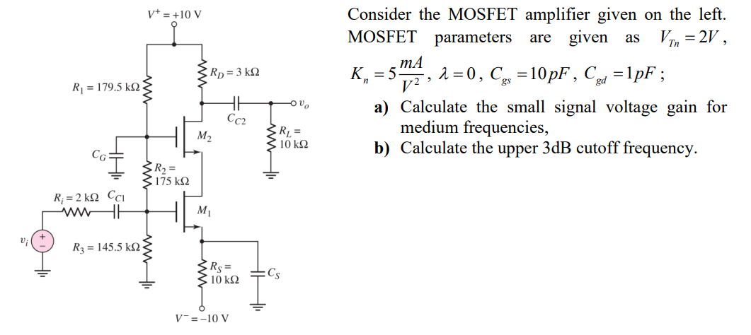 Solved Consider the MOSFET amplifier given on the left. | Chegg.com