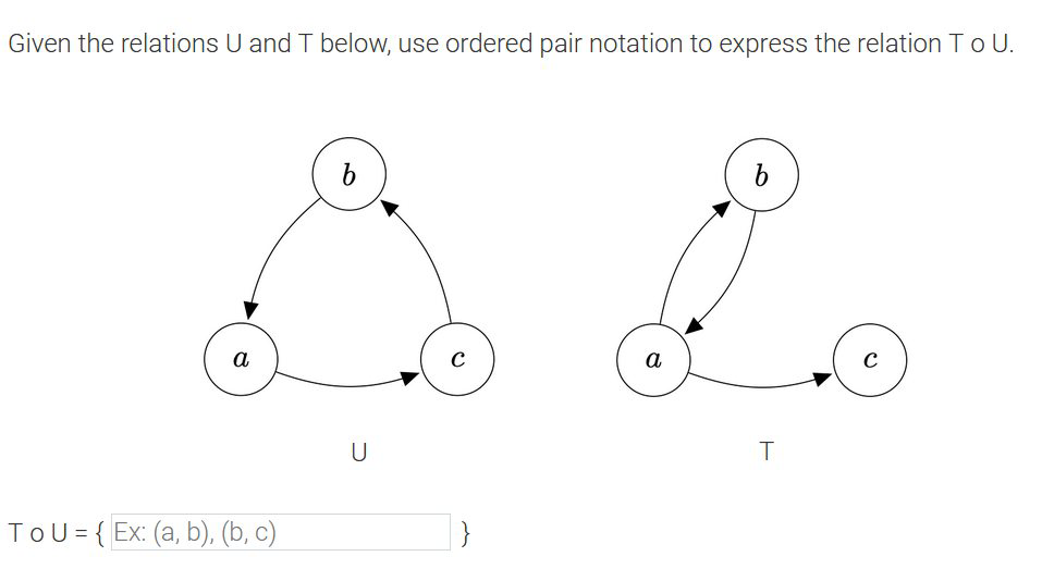 Solved Given The Relations U And I Below Use Ordered Pair 
