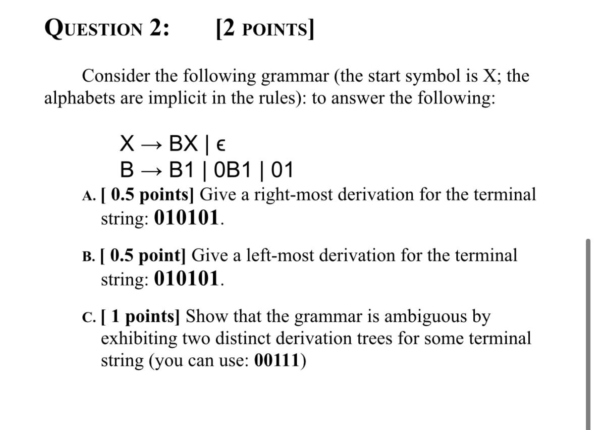 Solved Consider the following grammar (the start symbol is | Chegg.com
