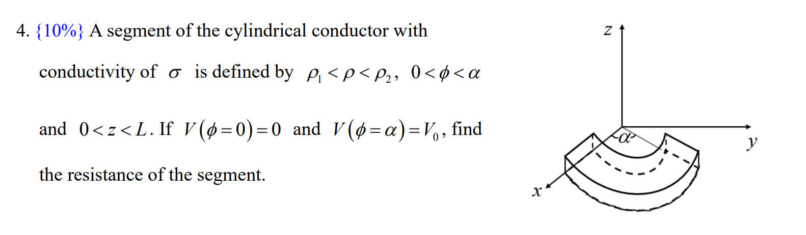 Solved {10%} ﻿A segment of the cylindrical conductor | Chegg.com