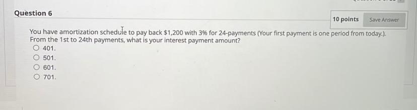 Solved Save Answer Question 6 10 points You have | Chegg.com