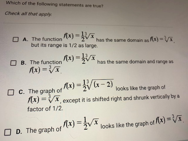 Solved Which of the following statements are true? Check all | Chegg.com