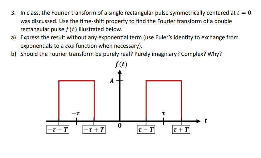 Solved 3. In class, the Fourier transform of a single | Chegg.com