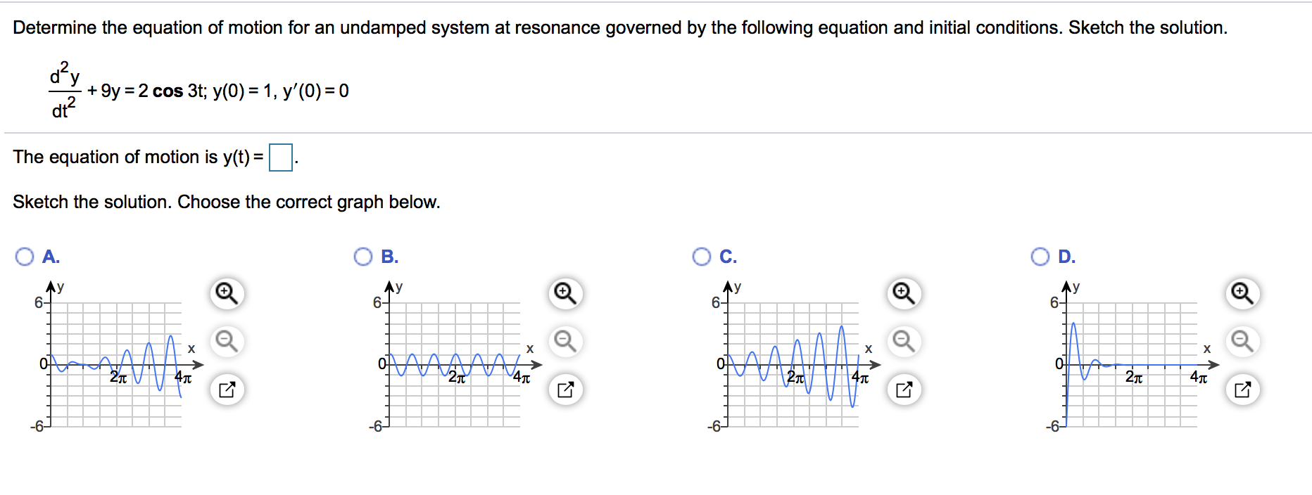 Solved Determine the equation of motion for an undamped | Chegg.com