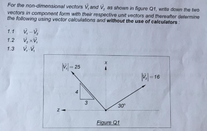 Solved For the non-dimensional vectors V, and V, as shown in | Chegg.com