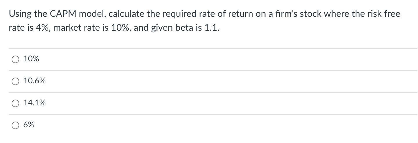 Solved Using the CAPM model, calculate the required rate of | Chegg.com
