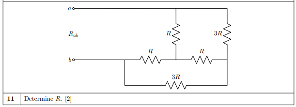 Solved qo Rab 3R R R bo- 3R 11 Determine R. [2] | Chegg.com