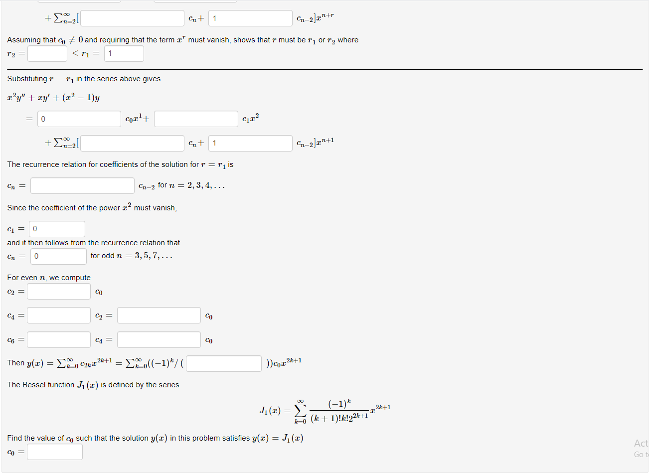 Solved (1 point) Find the Frobenius series solution of the | Chegg.com