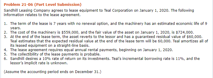 Solved Problem 21-06 (Part Level Submission) Sandhill | Chegg.com