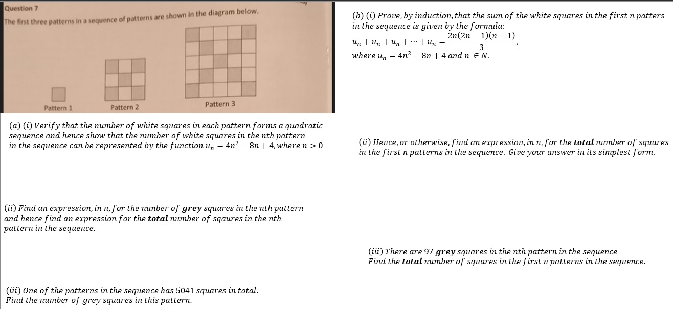 Solved Question 7 The first three patterns in a sequence of | Chegg.com