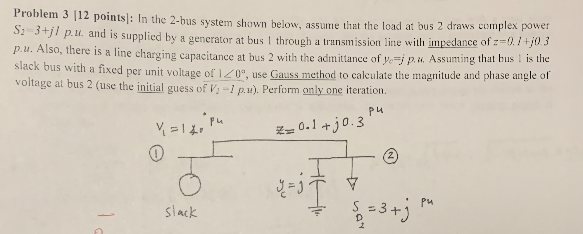 Solved Problem 3 [12 points]: In the 2-bus system shown | Chegg.com