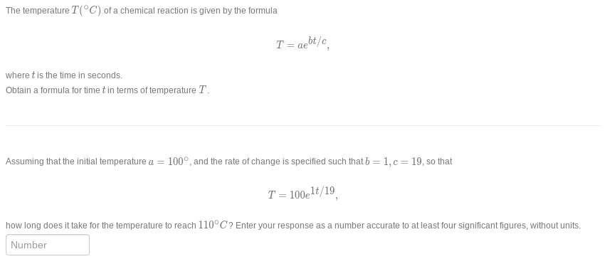 Solved The Temperature T ∘c Of A Chemical Reaction Is