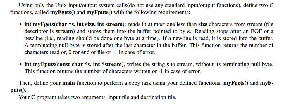 Solved Using Only The Unix Inputoutput System Callsdo Not 6698