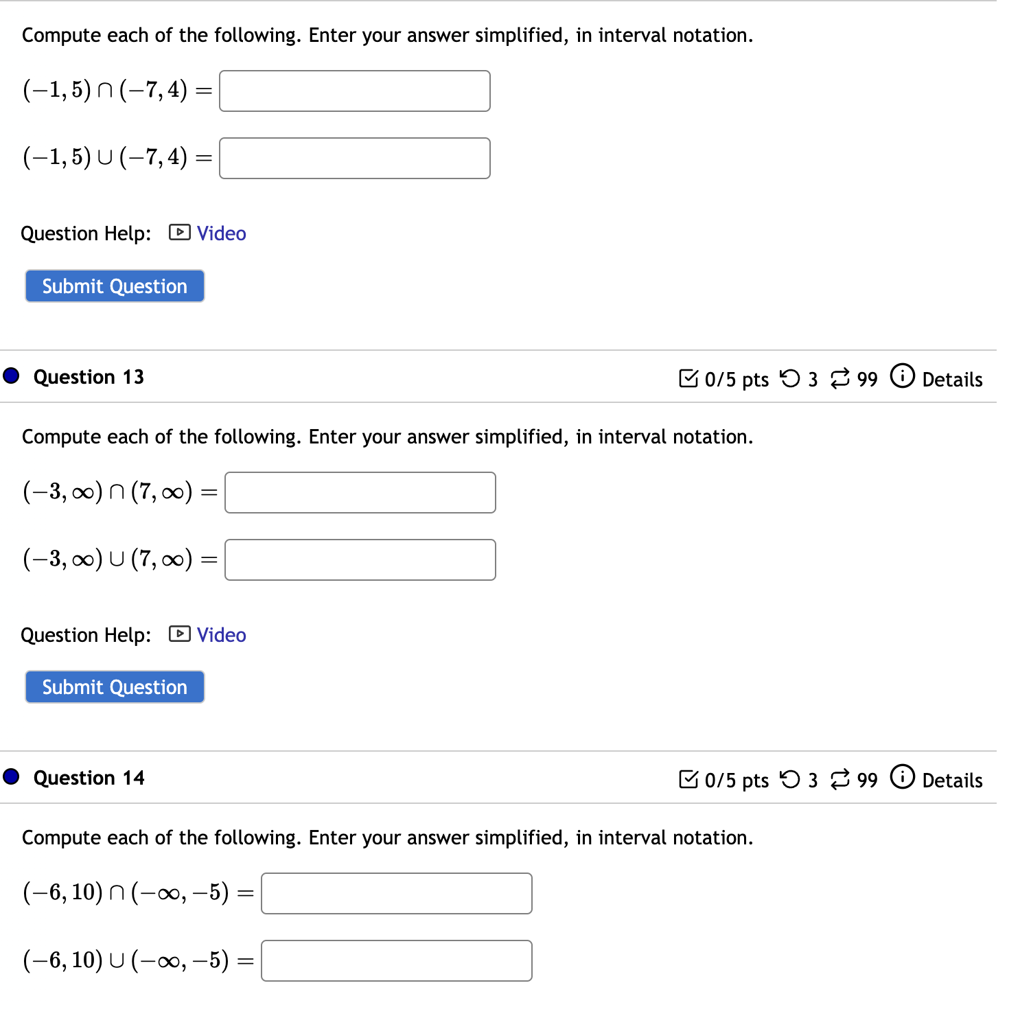 Solved Compute each of the following. Enter your answer | Chegg.com