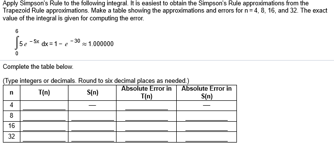 Solved Apply Simpson's Rule to the following integral. It is | Chegg.com