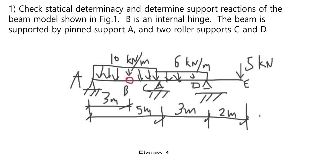 Solved 1) Check statical determinacy and determine support | Chegg.com