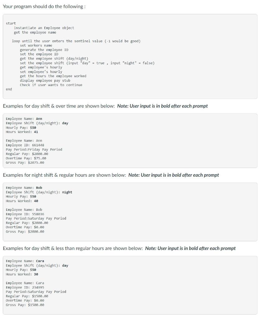 Solved - Create an employee class code titled Employee.java | Chegg.com