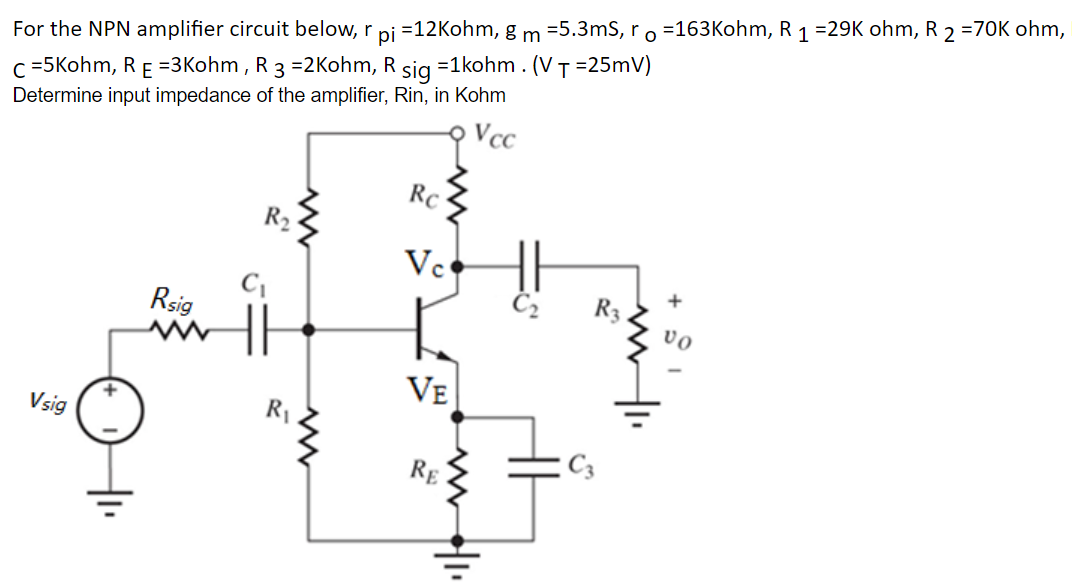 Solved Determine output impedance of the amplifier, Rout, in | Chegg.com