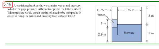 Solved 3.16 A partitioned tank as shown contains water and | Chegg.com