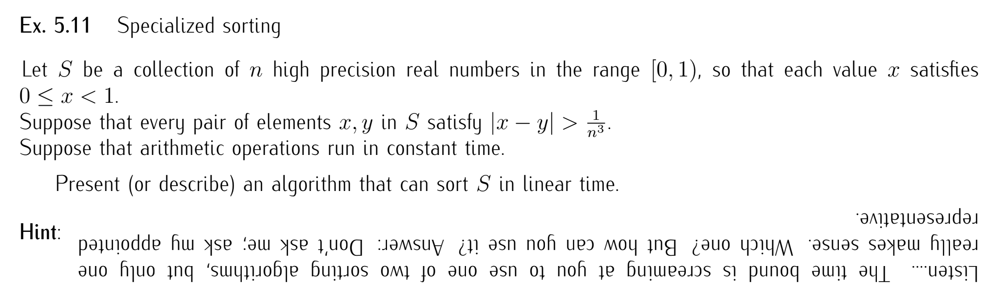 Solved Ex. 5.11 Specialized sorting Let S be a collection of | Chegg.com