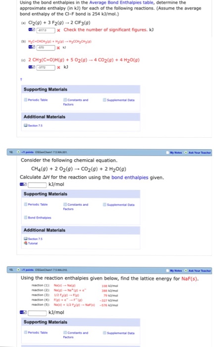 Solved Using the bond enthalpies in the Average Bond | Chegg.com Solved Using the bond enthalpies in the Average Bond | Chegg.com