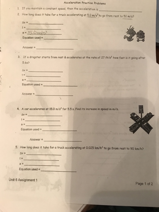 Solved Acceleration Practice Problems 1. If you maintain a | Chegg.com