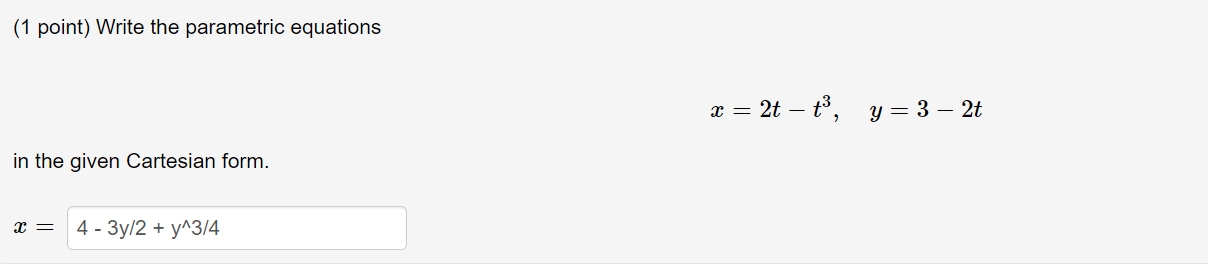 Solved (1 point) Write the parametric equations | Chegg.com