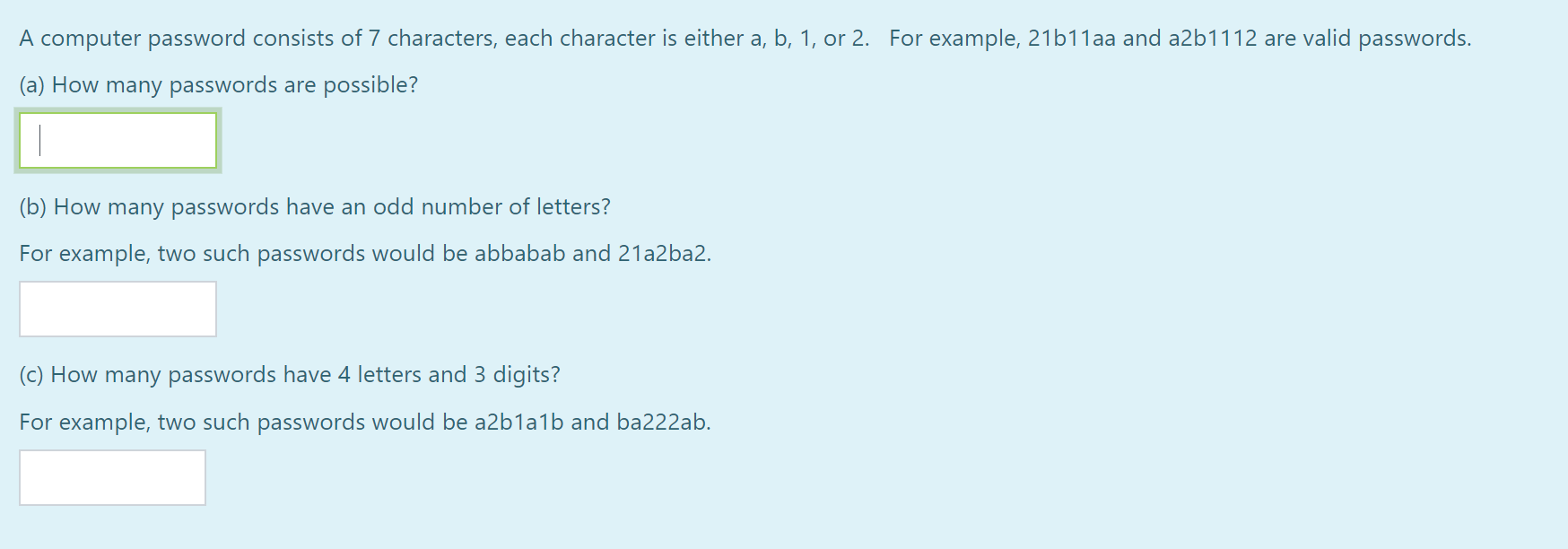 Solved A computer password consists of 7 characters, each | Chegg.com