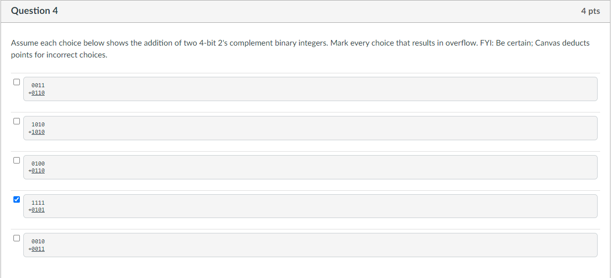 Solved Assume each choice below shows the addition of two | Chegg.com