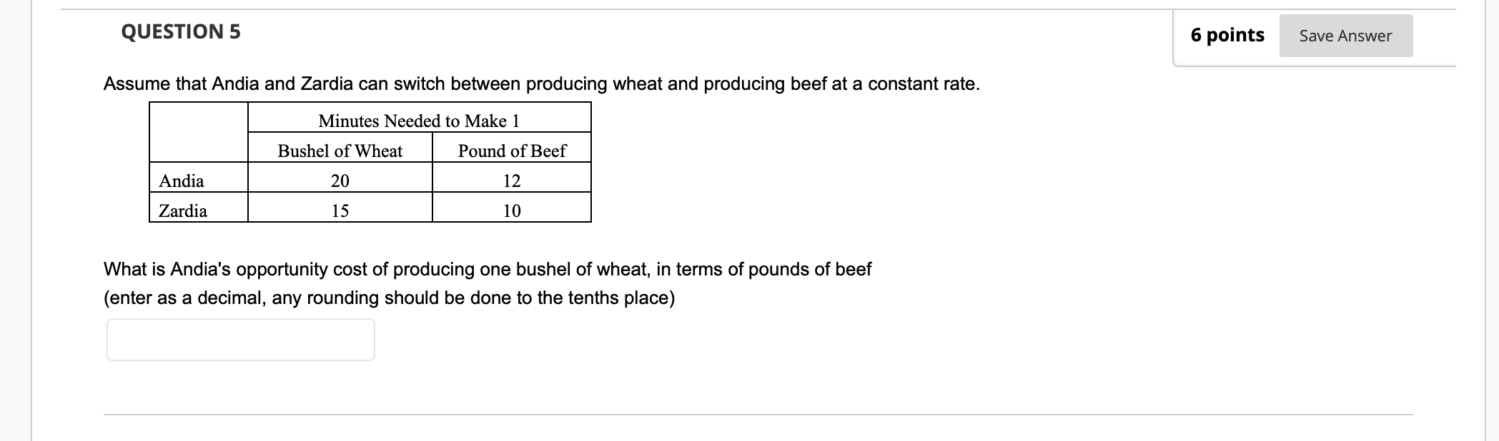 Solved QUESTION 5 6 points Save Answer Assume that Andia and | Chegg.com