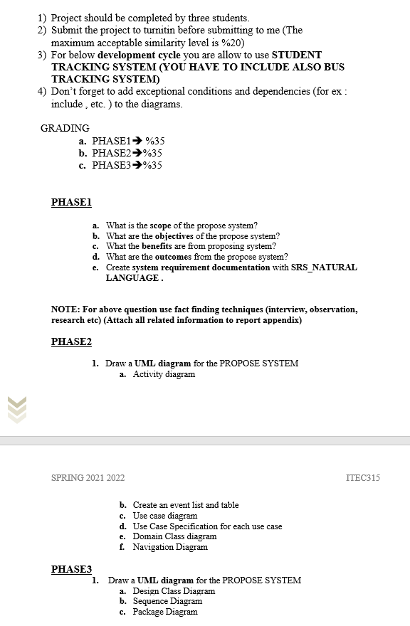 Solved 1) Project should be completed by three students. 2) | Chegg.com