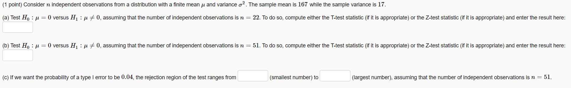 Solved (1 point) Consider n independent observations from a | Chegg.com