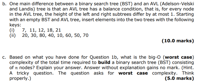Solved b. One main difference between a binary search tree | Chegg.com